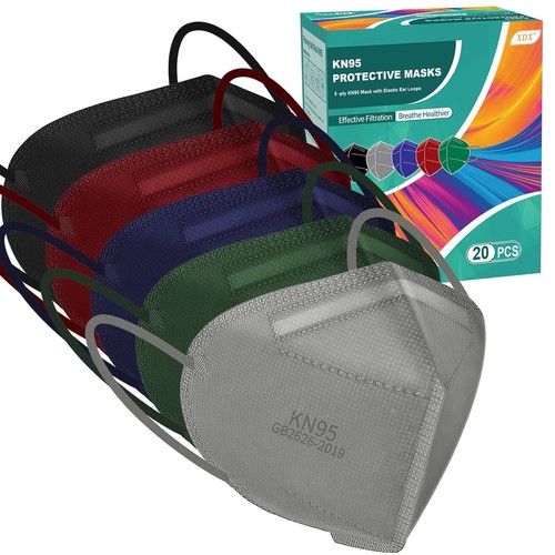 XDX KN95 Face Masks, 1 Count (Pack of 20), Black,red,green,grey,blue ...