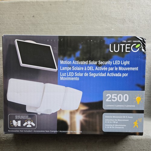NEW Lutec Motion Activated Solar Security Led Light Triple Head 2500 ...