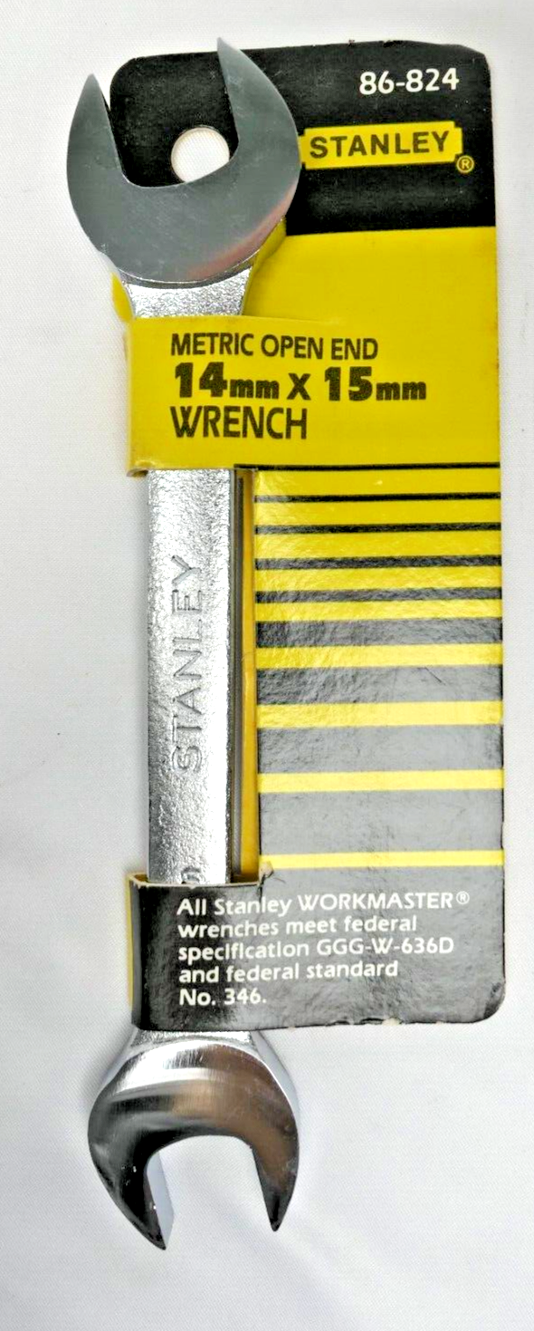 VTG 1982 Stanley Metric Open End 14mm x 15mm Wrench #86-824 Forged ...