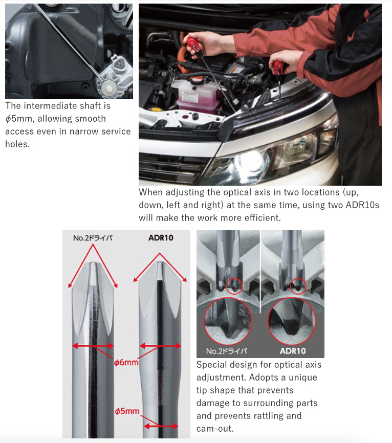 KTC Headlight Optical Axis Adjustment Wrench ADR10 Ratchet Type Made in ...