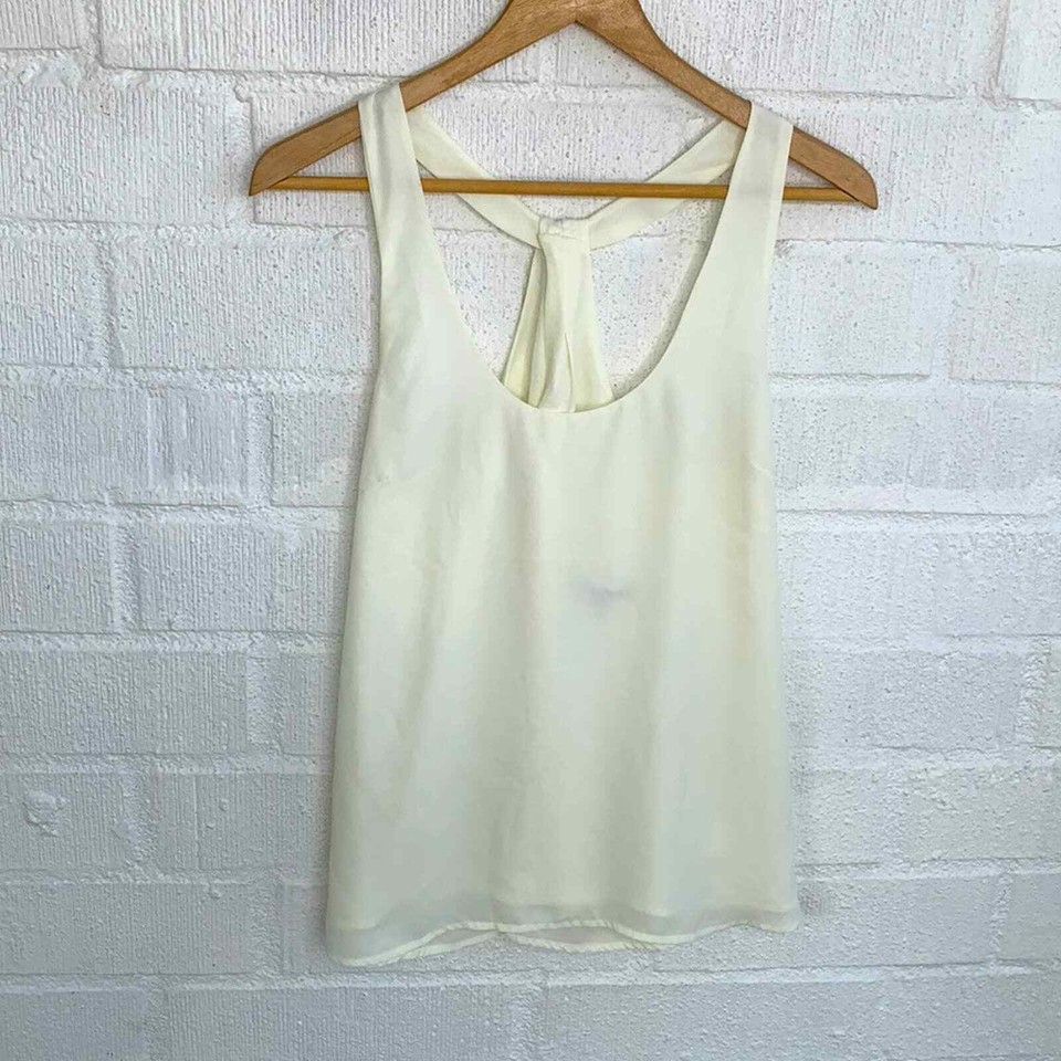 PLA By Plastic Island Women's White T Back Keyhole Tank Top sz S | eBay