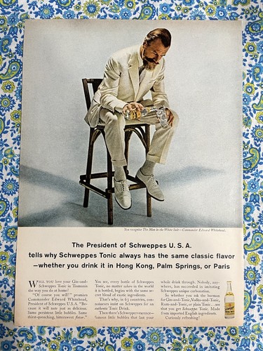 Vintage 1964 Schweppes Tonic Print Ad Commander Edward Whitehead | eBay