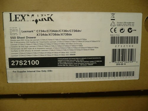 NIB LEXMARK 27S2100,550-SHEET TRAY FOR C734N,C734DN,C736N,C736DN,X734DE ...