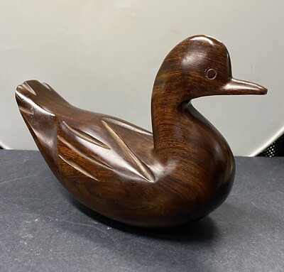 Vintage Primitive Hand Carved Ironwood Solid Wood Detailed Rocking Duck ...