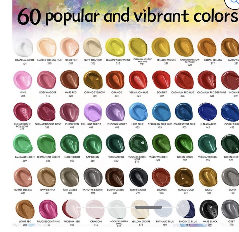 SPREEY Acrylic Paint, Set of 60 Colors Tubes (60x22 Ml ) Art Supplies ...