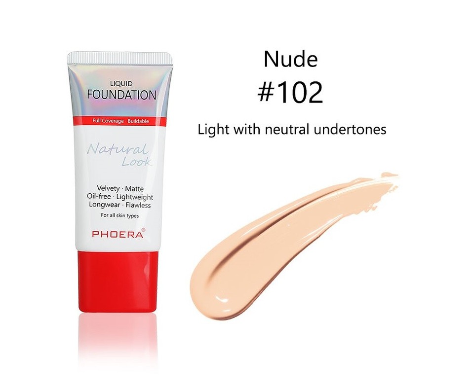 PHOERA Liquid Foundation Full Coverage Velvety Matte Flawless Lasting ...