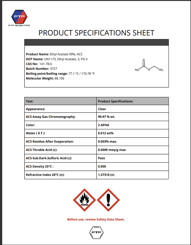 Ethyl Acetate ACS Grade - 500 ML | eBay