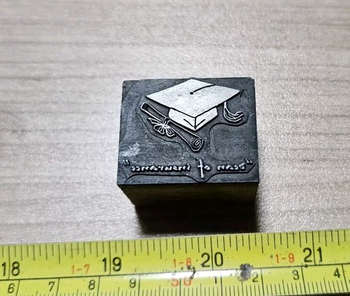 Vintage Letterpress Printing Block Dean Of Insurance Graduation Cap ...