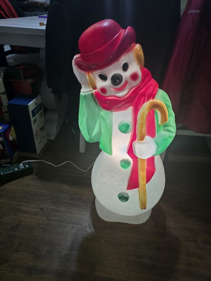 Vintage Empire Plastics Snowman Derby Hat Blow Mold 1971 Works Day Glo ...