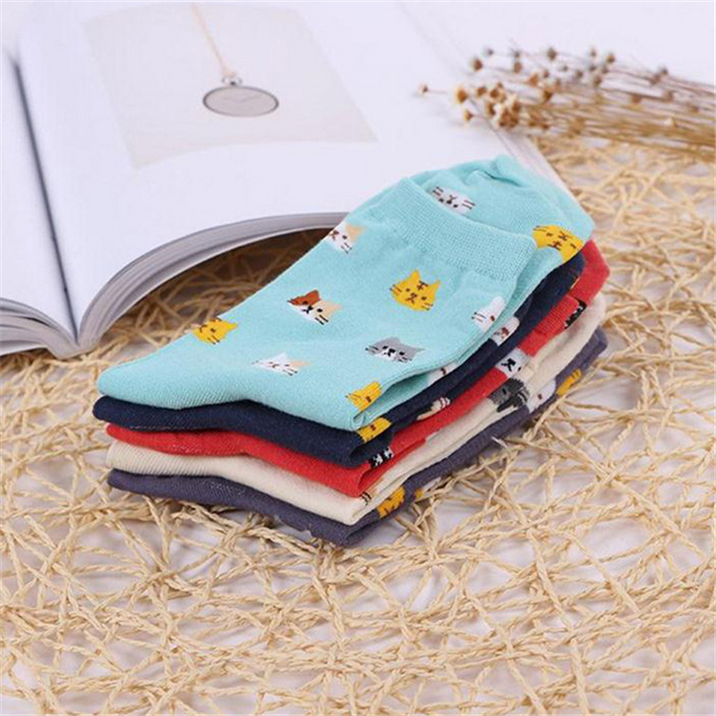 HOT four seasons Comfortable Cartoon Cat breathable cotton socks unisex ...