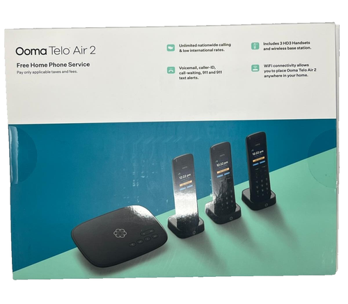 Ooma Telo Air 2 - Wireless Wi-Fi Home Phone Service w/ 3 Cordless ...