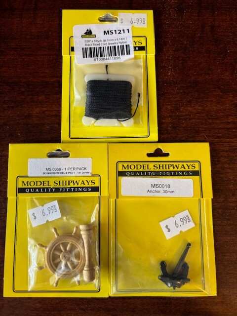 MODEL SHIPWAYS MS0018 ANCHOR, MS0368 WHEEL & PED, MS1211 .7MM BLACK ...