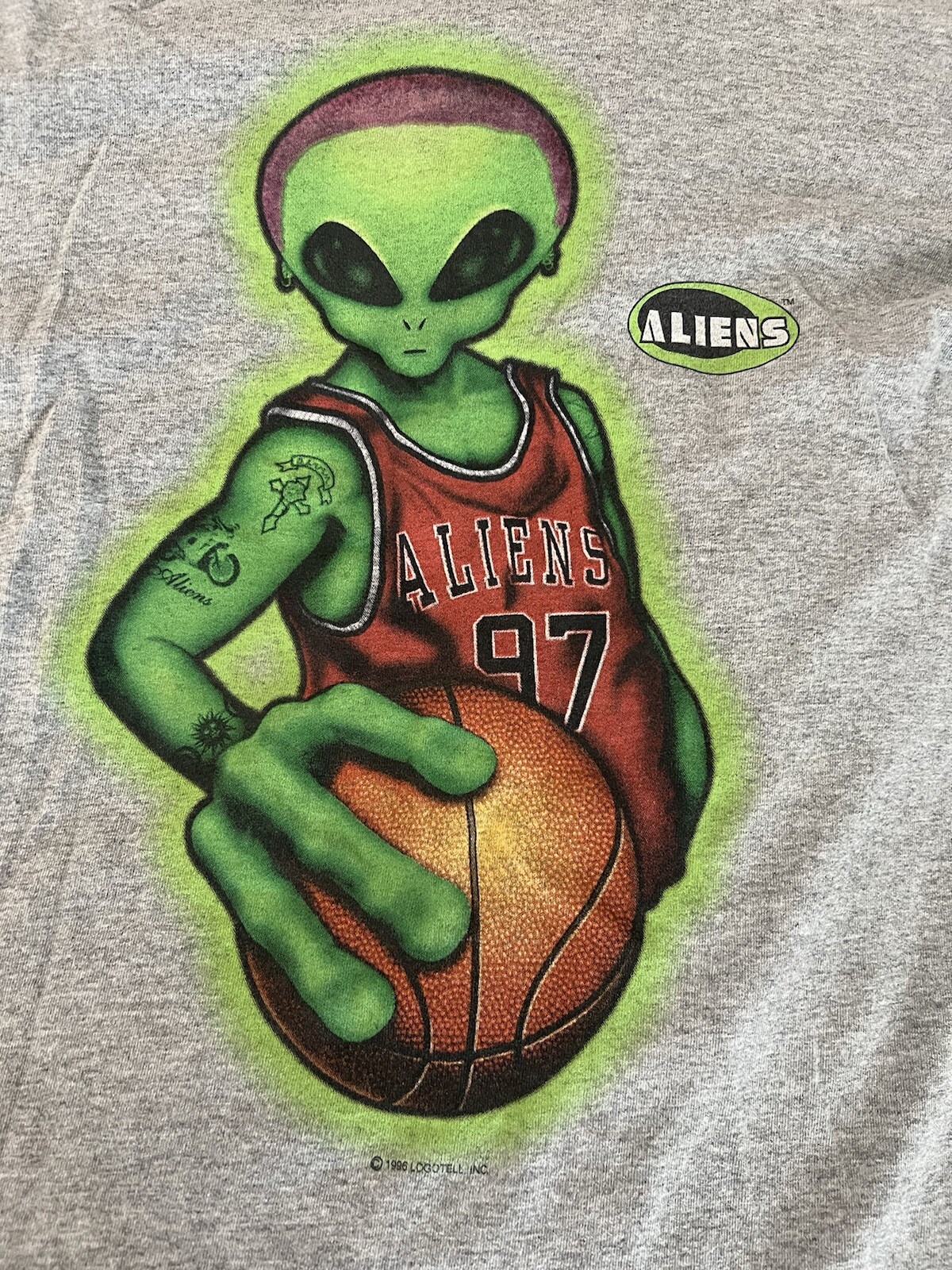 1996 Logotel Aliens Dennis Rodman Parody Shirt - Gem