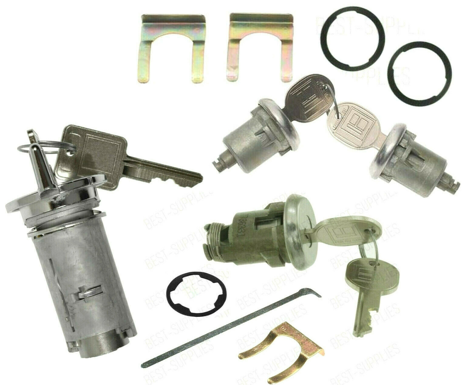 Chrome Ignition Switch & Door & Trunk Lock Key Cylinder Set With Keys ...