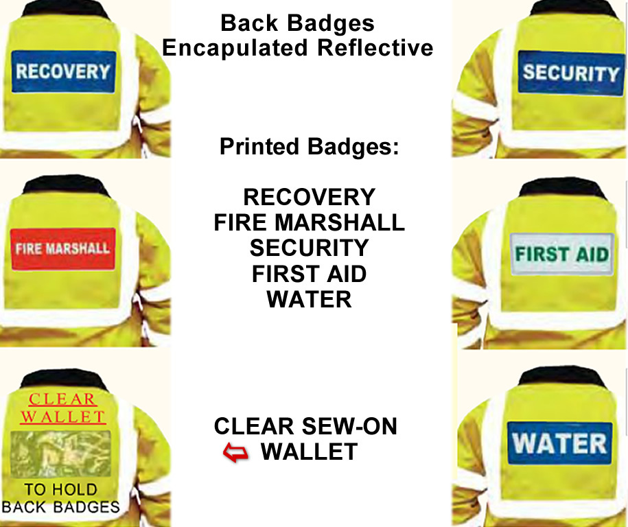 Back Reflective Badges Slide or Sew On Recovery Security First Aid 237 ...