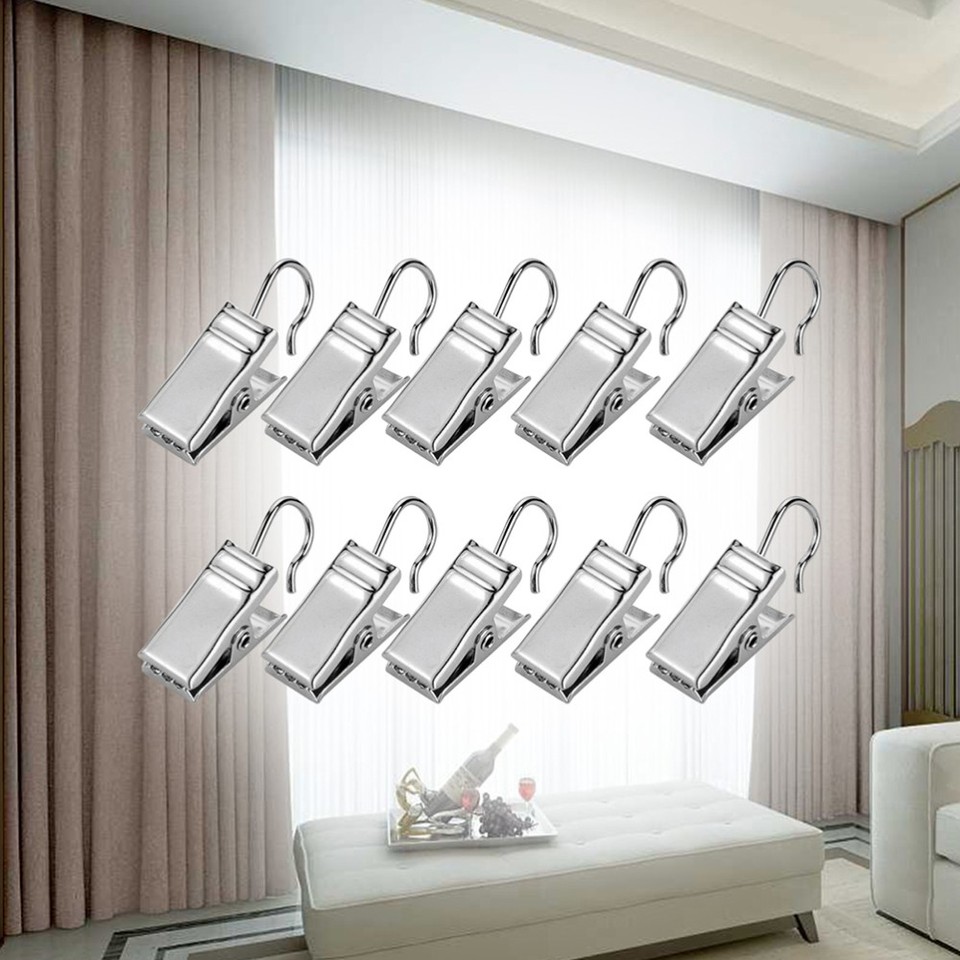 50 Pcs Small Hooks Wide Flat Clips Curtain Buckle Mini Drapery Rings ...