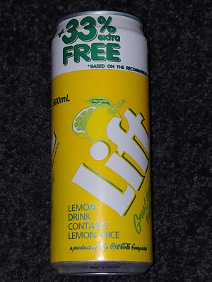 1990's Lift lemon drink soft drink Can 33% extra Coca Cola company ...