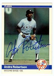 Andre Robertson autographed baseball card (New York Yankees) 1984 Fleer ...
