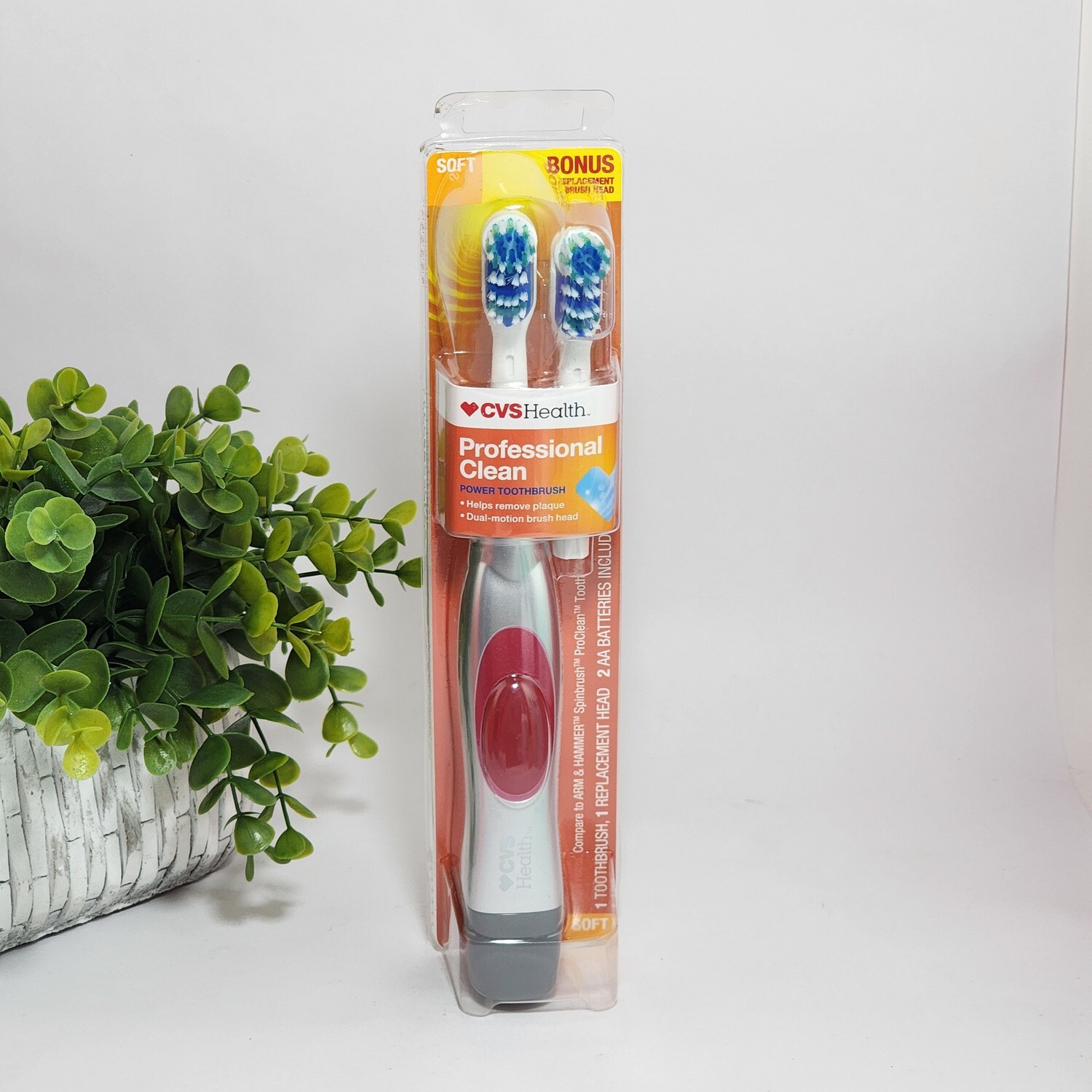 CVS Health Professional Clean Power Toothbrush with Replacement Head ...