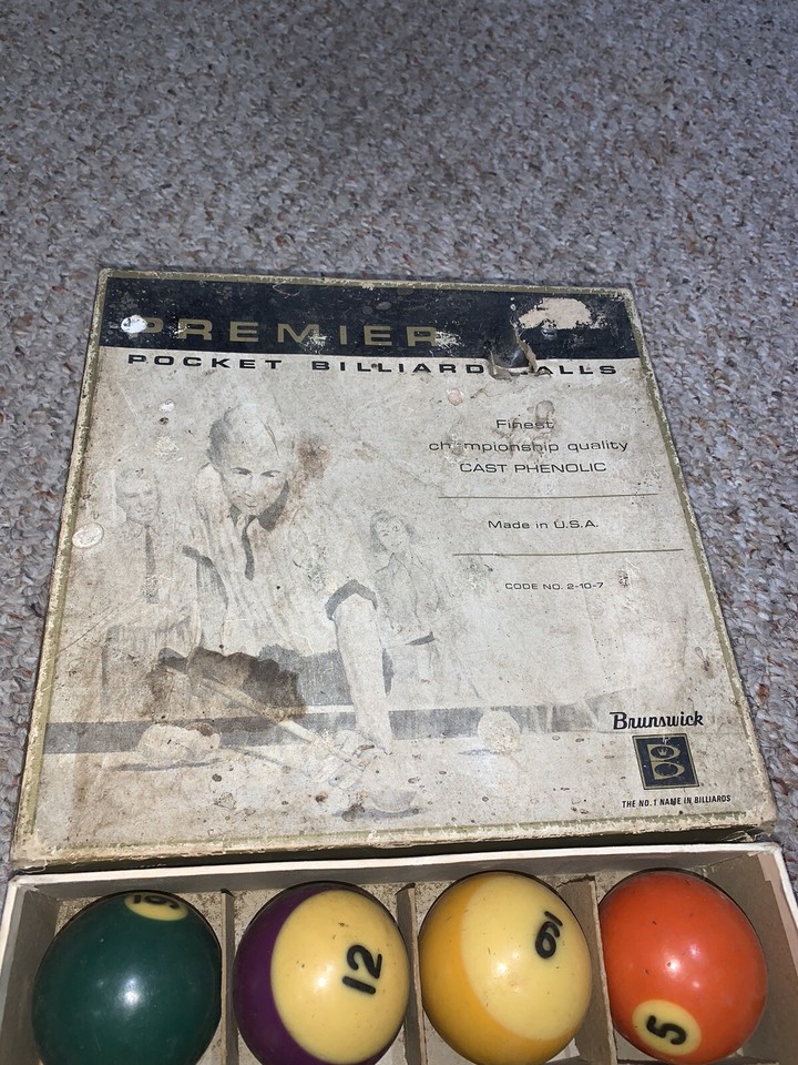 Vintage Brunswick Premier Pocket Billiard Balls With Box | eBay