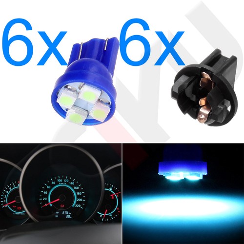 6Pcs T10 PC194 168 Socket Ice Blue LED Bulb Instrument Gauge Cluster ...