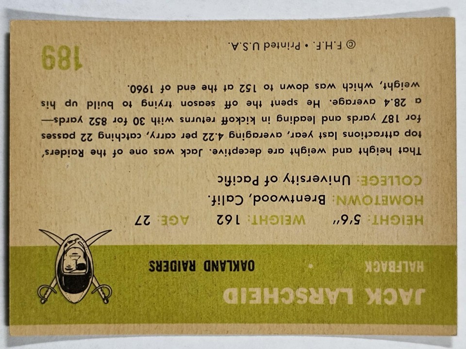 1961 Fleer #189 Jack Larscheid (EX) | eBay