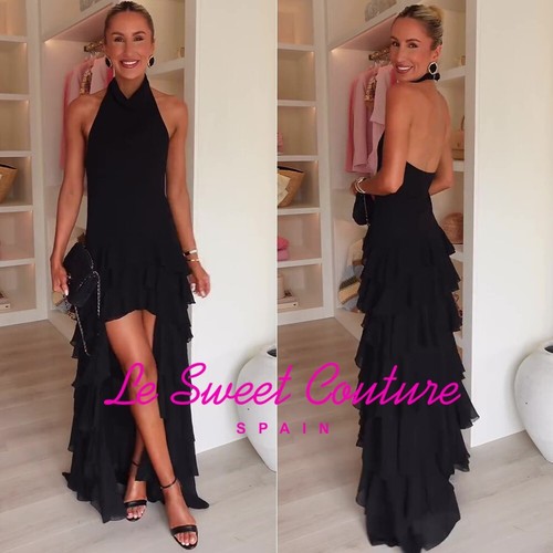 ZARA WOMAN NWT SS25 BLACK HALTER RUFFLE MAXI DRESS ALL SIZES 3697/097 ...