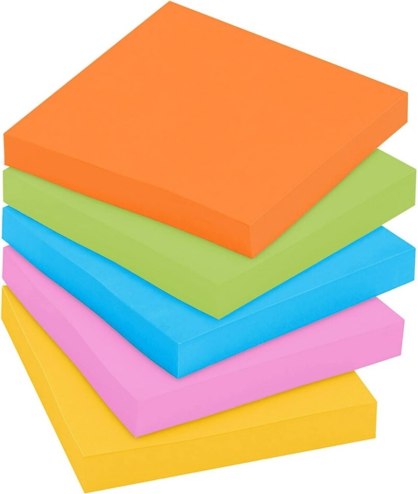 Post-it Super Sticky Notes, 3x3 in, 5 Pads, 2x the Sticking Power, 3 ...