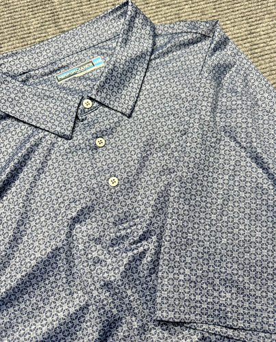 Roundtree & Yorke Polo Shirt Mens 4XL Blue Geo Print Performance Golf ...