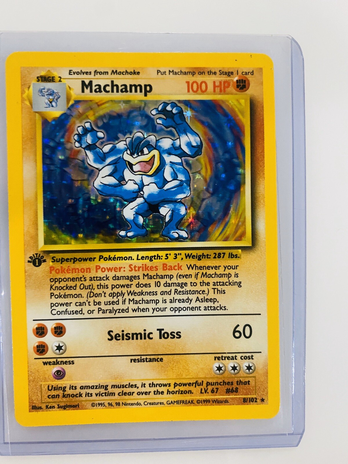 Rare 1st Edition Holographic Machamp Pokémon Card 8/102 Great Condition ...