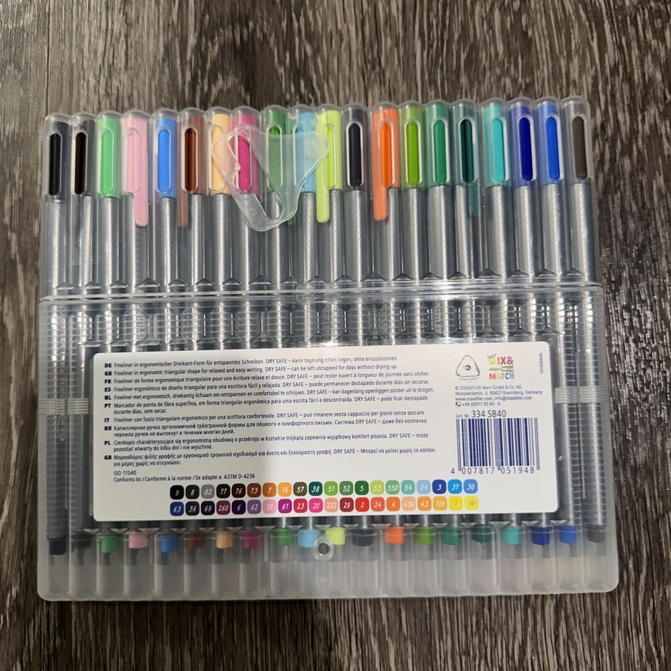 STAEDTLER 40 Triplus Fineliner Pens Art Colouring Markers Fine Liners ...