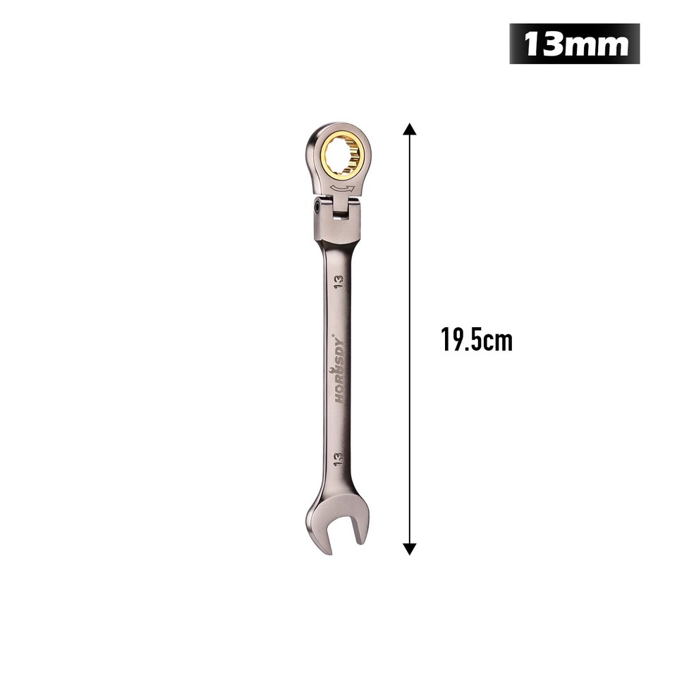 Flex Head Ratcheting Wrench 6-32mm Spanner 72-tooth 180 Degree Pivoting ...