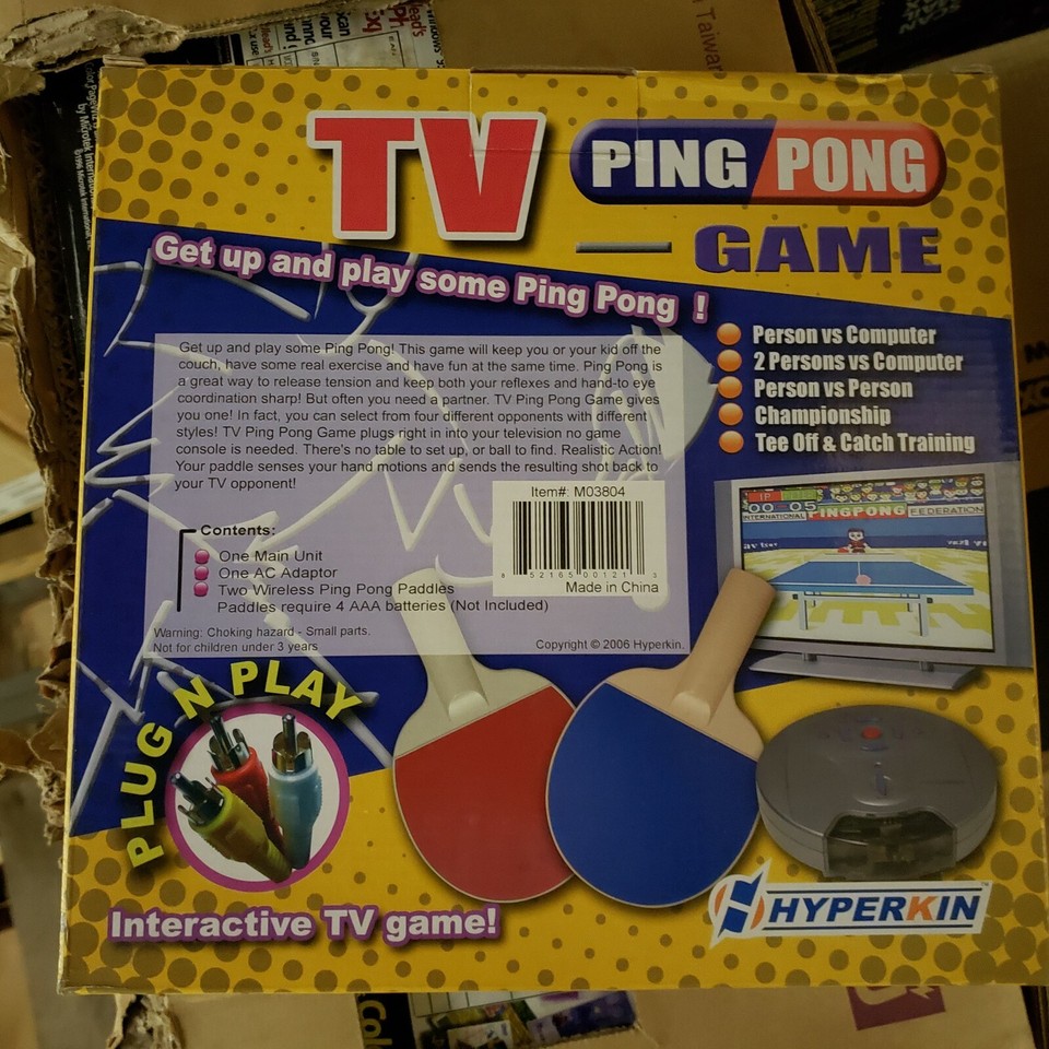 Vintage SDW Games TV Virtual Ping Pong Plug & Play Console + 2 Paddles ...