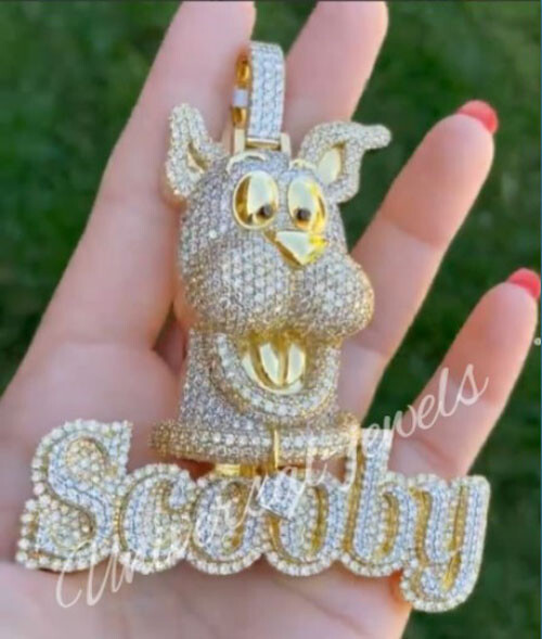 7ct Men's Simulated Diamond Scooby Dog CUSTOMIZE 3D Pendant With Stud ...