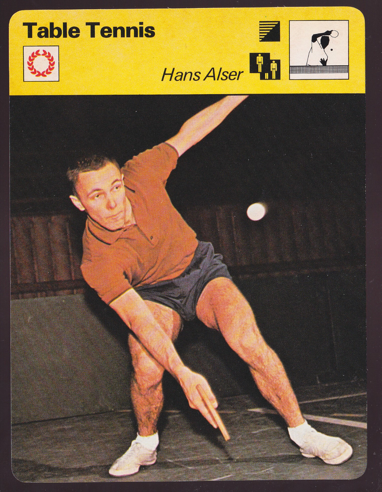 HANS ALSER Table Tennis Ping Pong Photo 1978 SPORTSCASTER CARD #37-05A ...
