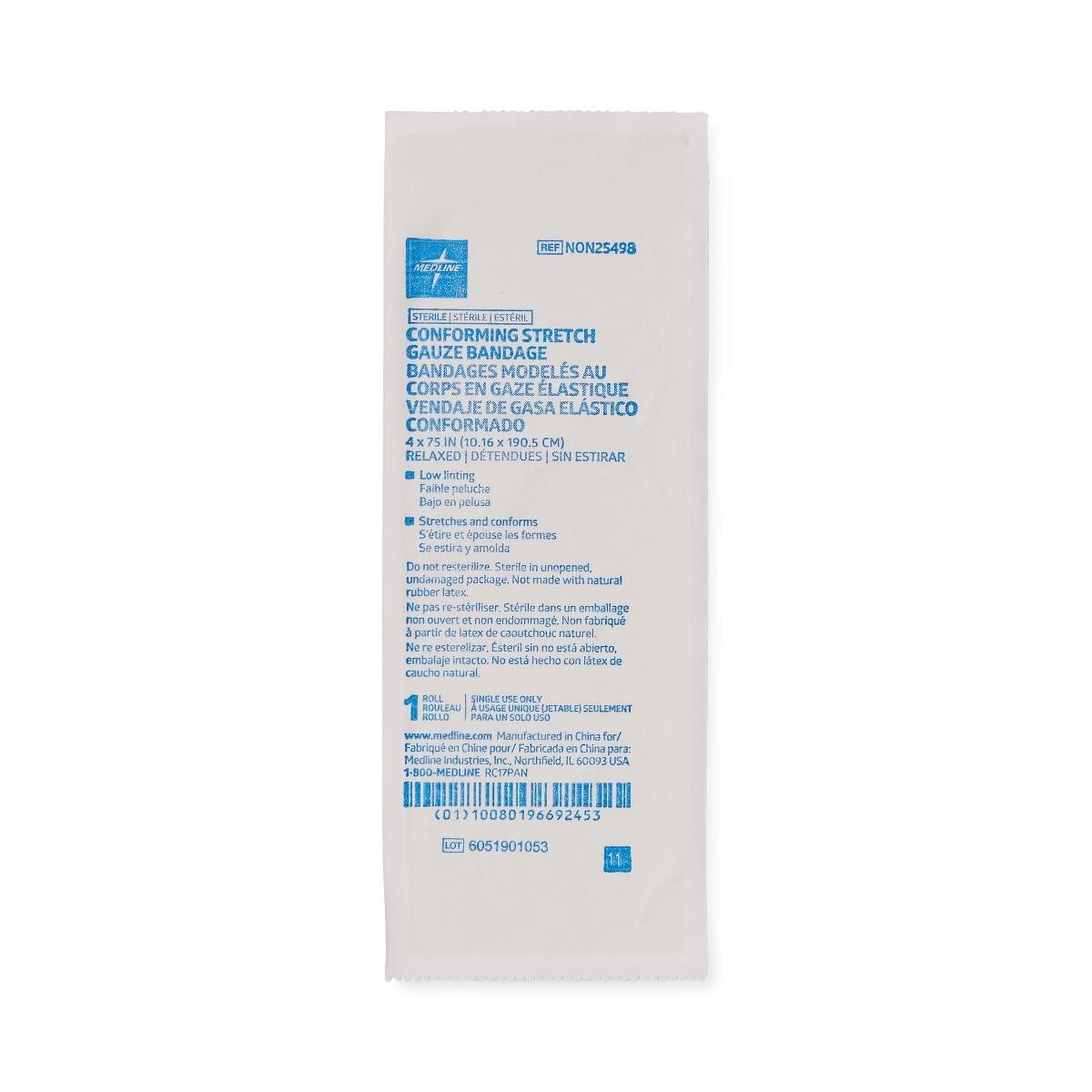 Medline NON25498 sterile conforming stretch gauze bandage rolls 4x75 ...