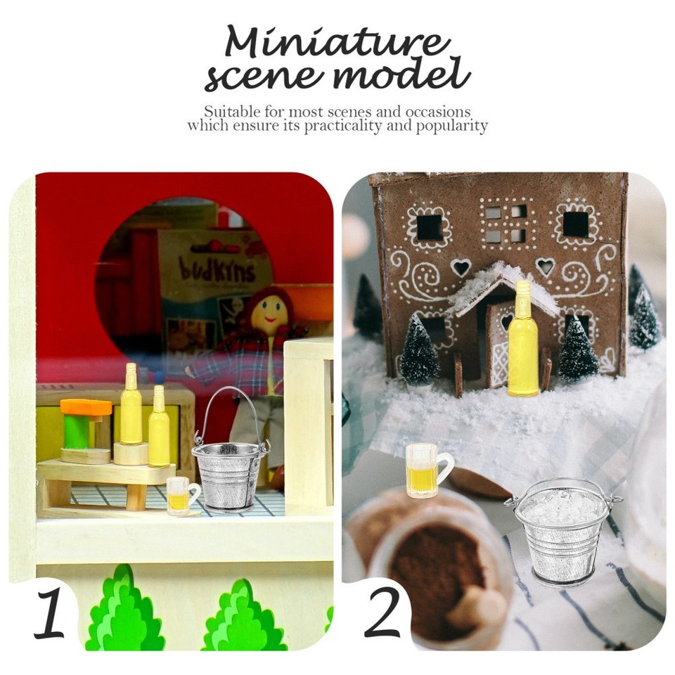 4 Sets Miniature Scene House Adornment Beer Bottle Model Ice Cubes ...