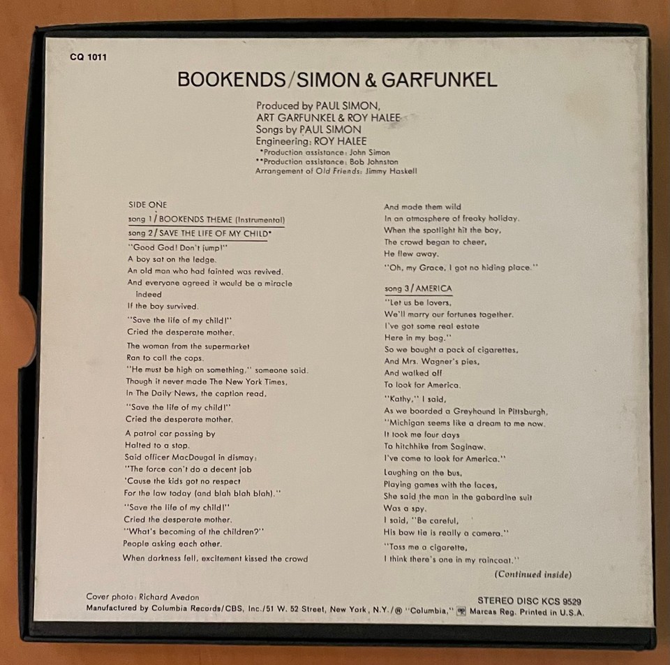 SIMON & GARFUNKEL Bookends COLUMBIA 1968 Reel To Reel 4 TRACK TAPE RARE EX! | eBay