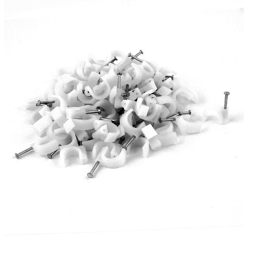 Round Cable Wire Clips Fastener 12mm Diameter w Fixing Nails 100Pcs ...