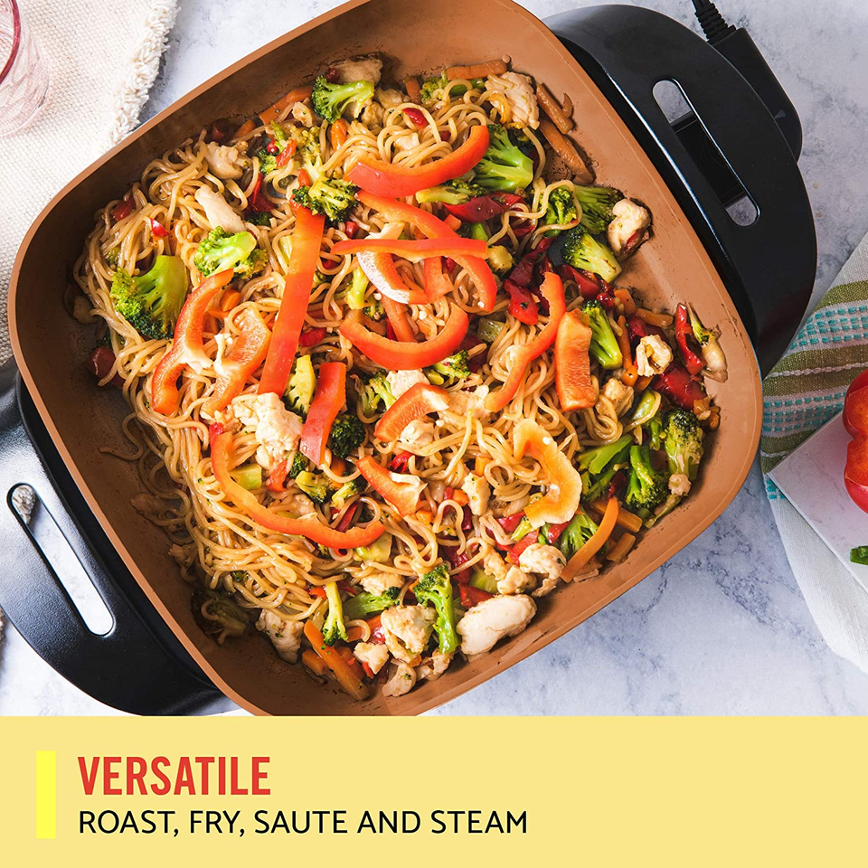 Bella 12 X 12 Inch Electric Skillet with Copper Titanium Coating, 1200 ...