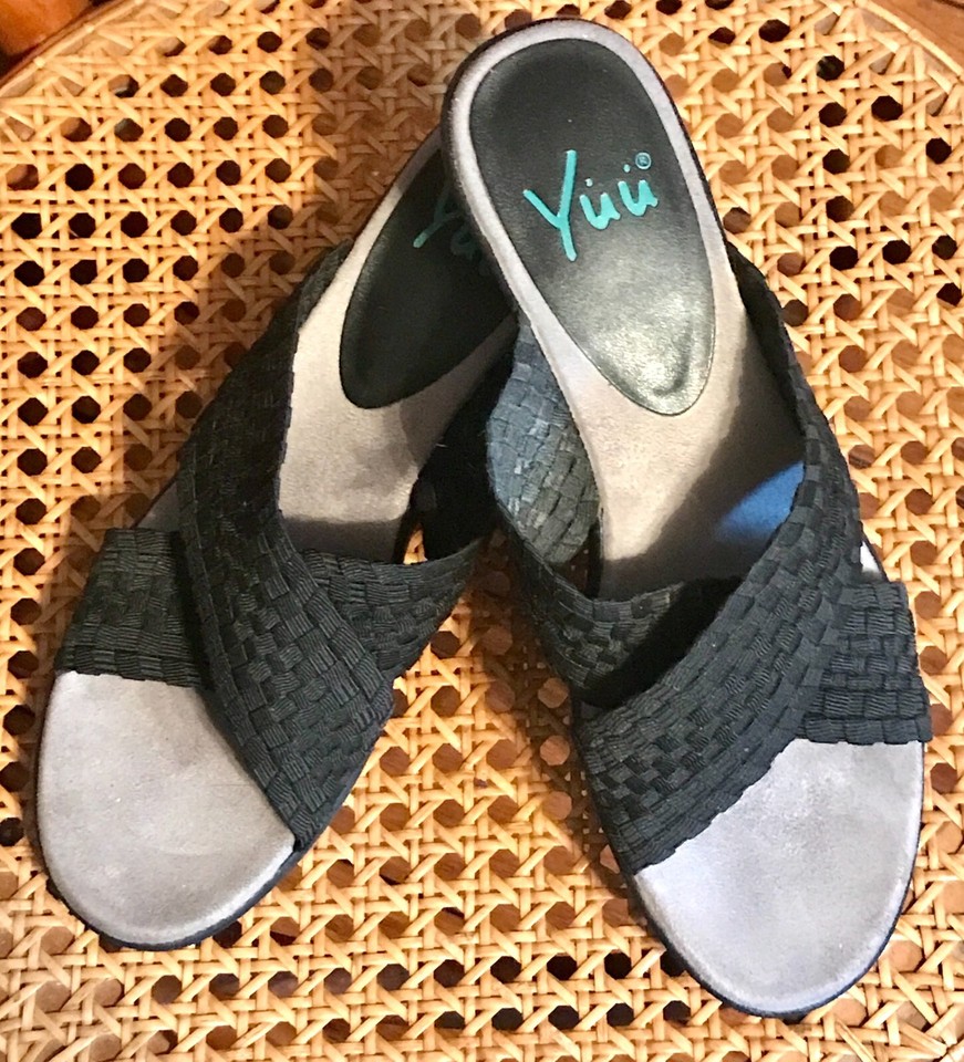 YUU FANEN Women’s Shoes Slip-On Wedge Sandals Black Size 8.5 M ...