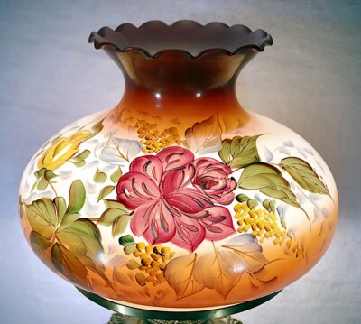 Vintage Glass Hurricane Lamp Shade Gone With The Wind Shade 10" fitter ...