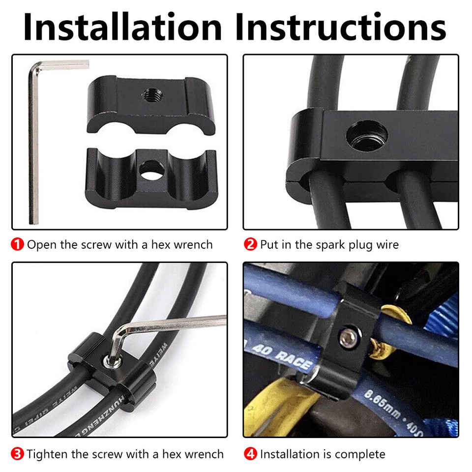 3PCS Black Billet Spark Plug Wire Separators Divider Kit For 8mm 9mm ...