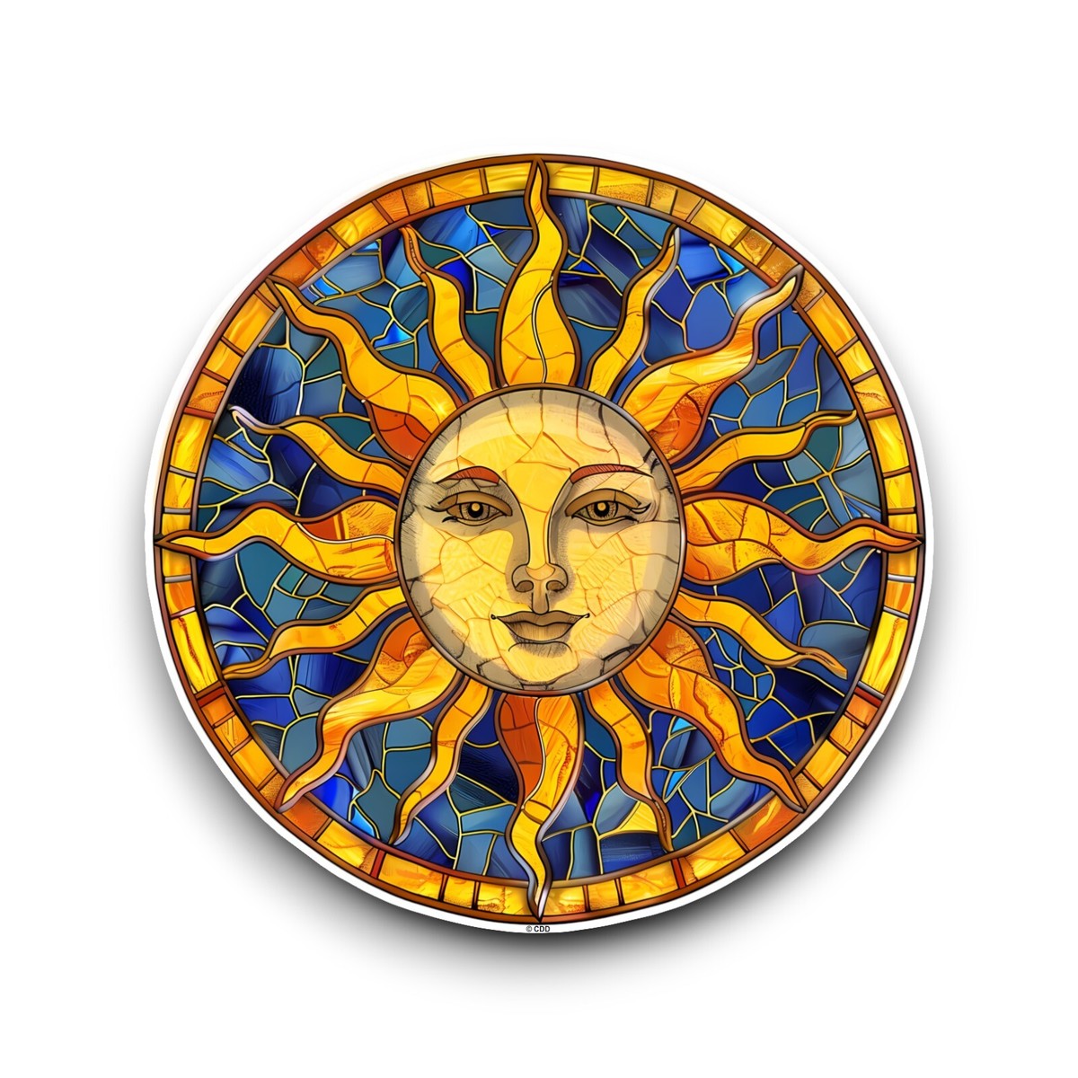 Sun And Moon Stained Glass HAOSUM Blue Sun Moon Stained Glass Window