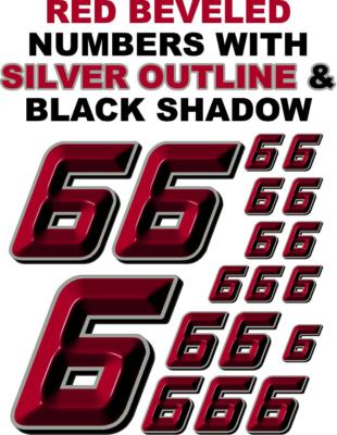 3-D RACING NUMBERS (6's) RED BEVELED Decal Sticker Sheet 1/8-1/10-1/12 ...
