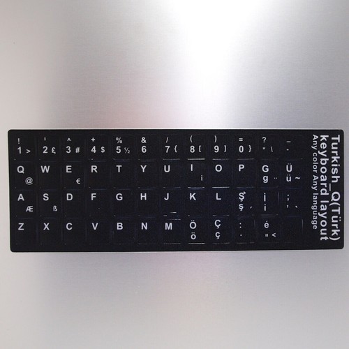 Turkish Keyboard Stickers — WHITE on BLACK — Laptop TR | eBay Australia