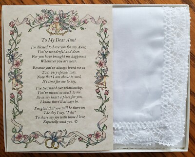 Aunt Hankie Handkerchief Wedding Poem Gift Keepsake Favor From Bride ...