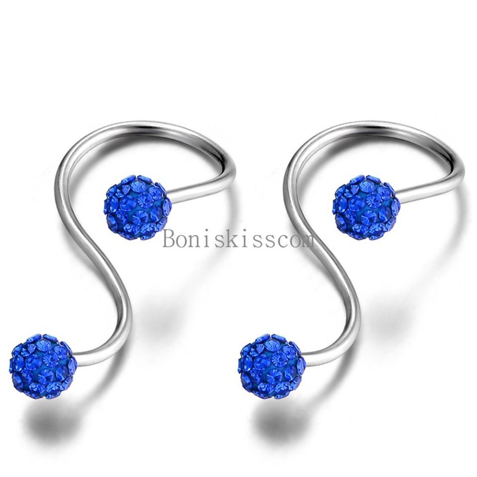 2Pcs Stainless Steel Infinity Symbol Round Rhinestones Ball Earrings ...