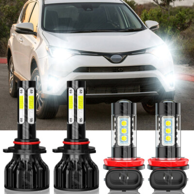 Para For Toyota RAV4 2016 2017 2018 - 4PC 6000K Faros LED +Kit de luz ...