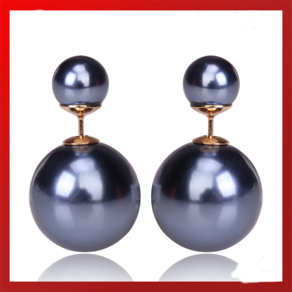 Doppel zwei Perlen Ohrringe Shamballa Strass Kristall Gold Silber ...